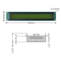 China Russian 4002A 40x2 Character Dot Matrix LCD Screen 182x33mm High Brightness Yellow Green Film for sale