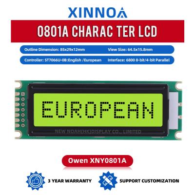 China European 0801A Yellow Green Dot Matrix LCD Module 85x29x12mm Built In ST7066U With Backlight for sale