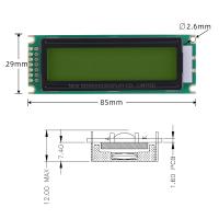 China European 0801A Yellow Green Dot Matrix LCD Module 85x29x12mm Built In ST7066U With Backlight for sale