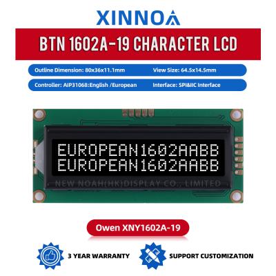 China European 1602A-19 16x2 Character LCD Module 80x36mm I2C Serial Port Black Film for sale
