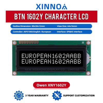 China European BTN Black Film 1602Y Serial LCD Module AIP31068 80x30x12mm Character Screen for sale