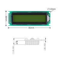 China Cyrillic 1602H 16x2 Character Dot Matrix LCD Module Yellow Green Light 85x30mm COB ST7066U for sale