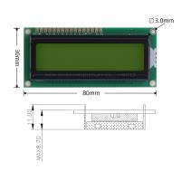 China Cyrillic 1602W 3.3V 16x02 STN Graphic Dot Matrix LCD Display Module 80x30x11mm for sale