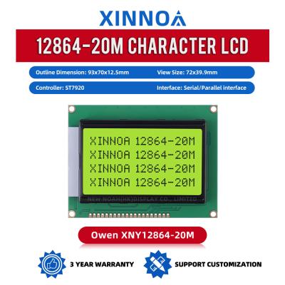 China Yellow Green Film 12864-20M LCD Screen 128x64 ST7920 Controller Serial Parallel Ports 93x70x12.5mm for sale
