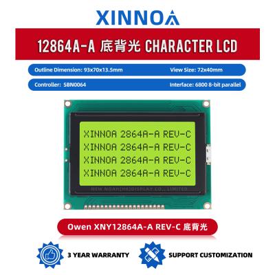 China Owen 12864A-A 128x64 LCD Display Module Yellow Green Array Backlight 5V NT7108C Parallel Port 93x70mm for sale