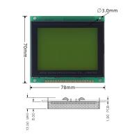 China Owen 12864C-3 Yellow Green COB LCD Display Module 128x64 78x70mm 20PIN Parallel Port SBN0064 for sale