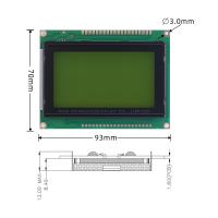 China Owen 12864J-3 128x64 COB Graphic LCD Display Module 93x70mm STN Yellow Green 5V SBN0064 for sale
