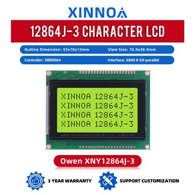China Owen 12864J-3 128x64 COB Graphic LCD Display Module 93x70mm STN Yellow Green 5V SBN0064 for sale