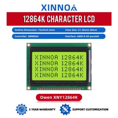 China 128x64 Graphic LCD Display Module 75x55mm COB STN Yellow Green Backlight SBN0064 for sale