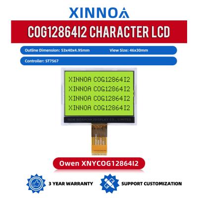China Yellow Green Film COG 128x64 LCD Display Module ST7567 Controller 53x40mm Serial Communication for sale