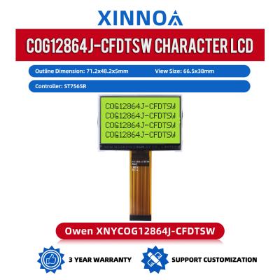 China Yellow Green Film COG12864J-CFDTSW ST7565R Screen Display Graphic 71.2x48.2x5mm With LED Backlight for sale