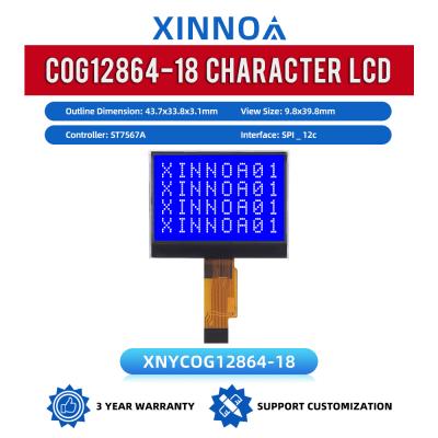 China COG12864-18 128x64 ST7567A COG LCD Module 43.7x33.8mm FSTN 4-Wire SPI for sale