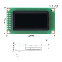 China OLED0802A Character LCD Display Module, Black Film, WS0010 Controller, Parallel Port Interface, 58x32x10mm Working Temperature -40+80 Display for sale