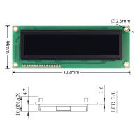 China OLED1602H Black Film, 16×2 Character LCD Module,WS0010 Controller, Parallel Port Interface, 99x24mm View Size,Working Temperature -40+80 Display for sale