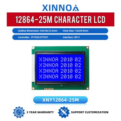China 12864-25M Blue Monochrome LCD Module 93x70mm ST7920 Controller with Chinese Font Library for sale
