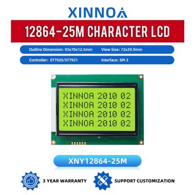 China XINNOA 12864-25M 128x64 Yellow Green Graphic LCD Display Module ST7920 SPI Industrial Grade for sale