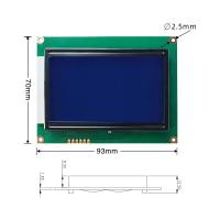 China 12864-25M Blue Monochrome LCD Module 93x70mm ST7920 Controller with Chinese Font Library for sale