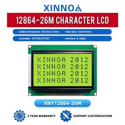 China XINNOA 12864-26M Yellow Green 128x64 LCD Module with ST7920 Controller and Chinese Font Library for sale