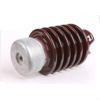 China Bright Brown Glazed 22kV Porcelain Line Post Insulator ANSI 57-2 with 559mm Creepage Distance and 12.5kN Strength for sale