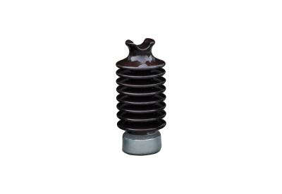 China Glazed 12.5kN ANSI 57-3S Horizontal Line Post Insulator with 737mm Creepage Distance and 125KV Dry Flashover Rating for sale