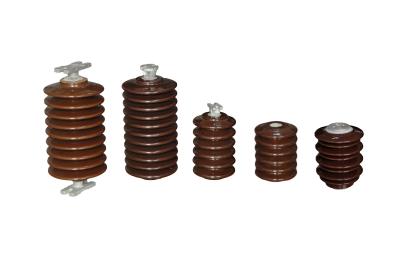 China Brown 14.4kV A30-4 Porcelain Standoff Insulator 190.5mm Height with 679kN Compression Strength for sale