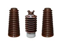China Brown Porcelain Post Insulator 381mm Height 12.5kN Strength for Electric Power Distribution Systems for sale