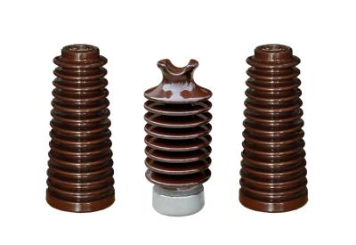 China Brown Porcelain Post Insulator 381mm Height 12.5kN Strength for Electric Power Distribution Systems for sale