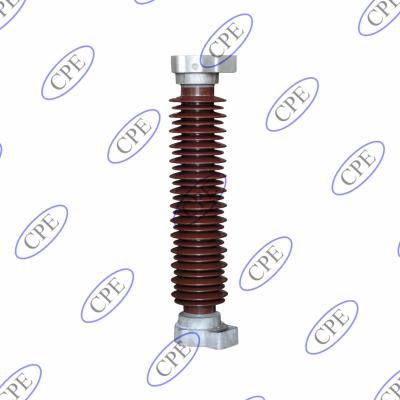 China 42KV Brown Porcelain Lightning Arrester Insulator for Transmission Line with 4 kN.m Load Capacity for sale
