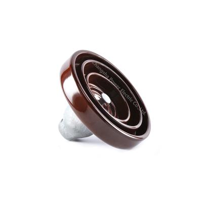 China High Voltage Suspension Insulator ANSI Standard 90kN Load Capacity 255mm Diameter Brown Color for sale