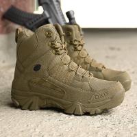 China Wholesale High-top Mountaineering Boots Men's Brown Tactical Boots Non-slip Waterproof Training Boots for sale