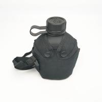 China Camping Training Students Water Bottle Aluminum Body With Rubber Coated Matte Finish With Pouch Bag Shoulder Stripes for sale