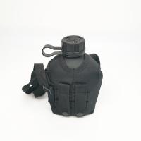 China Camping Training Students Water Bottle Aluminum Body With Rubber Coated Matte Finish With Pouch Bag Shoulder Stripes for sale