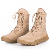 China Round Toe Slip Resistant Leather Combat Footwear Gear With Shock Absorbent Rubber Sole for sale