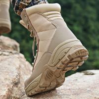 China Round Toe Slip Resistant Leather Combat Footwear Gear With Shock Absorbent Rubber Sole for sale