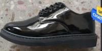 China Cow Leather Black Shiny Formal Shoes Rubber Outsole Army Officer Shoes for sale