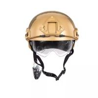 China Durable Black Tactical Protective Helmet With GLASS For Tactical Training for sale