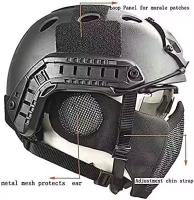 China Tactical Helmet Combined With Foldable Ear Protection Half Face Mesh Mask And Glass Set for sale