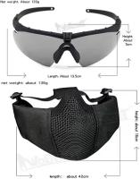 China Tactical Helmet Combined With Foldable Ear Protection Half Face Mesh Mask And Glass Set for sale