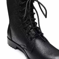 China Customized Uniform Tactical Footwear Black Color Leather Boots with Geinuen Leather Training Shoes Black Boots for sale