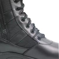 China Black Full Grain Leather Boots Safety Rubber Hard Soled PU Genuine Leather Outdoor Boots for men for sale