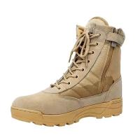 China Tactical Footwear Solid Khaki Desert Hiking Boots with Leather Material Comfortable Training Shoes for sale
