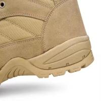 China Tactical Footwear Solid Khaki Desert Hiking Boots with Leather Material Comfortable Training Shoes for sale