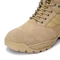 China Tactical Footwear Solid Khaki Desert Hiking Boots with Leather Material Comfortable Training Shoes for sale