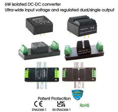 China Isolated 6W Railway DC DC Converter Module 2.25k VDC Ultra Wide Input Voltage for sale