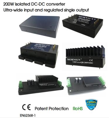 China 200W isolated DC-DC converter Ultra-wide input and regulated single output for sale