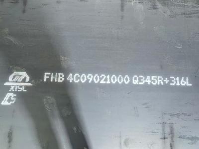 China Hot Rolled Explosive Bonding Stainless Steel Clad Plate A240 316L SA516 Gr.70N 44+3mm EN10204 Type 3.2 for sale