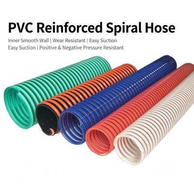China Heavy-duty flexible PVC spiral rib reinforced hose industrial water pump grain sewage vacuum suction hose for sale