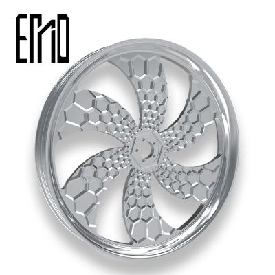 China INCA LG-26 Custom Motorcycle Wheel - Five Piece Fan Leaf Hexagonal Lining Style with Multiple Rim Widths and Center Bores for sale