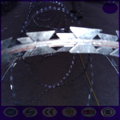 China 700mm Diameter 5 Clips BTO-30 stainless steel cross  type Concertina Razor Barbed Wire for sale