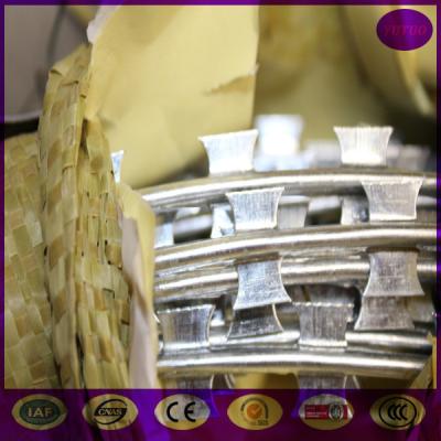 China RAZOR WIRE -600MM safety high zinc double BTO 1O Falt concertina barber razor wire for sale